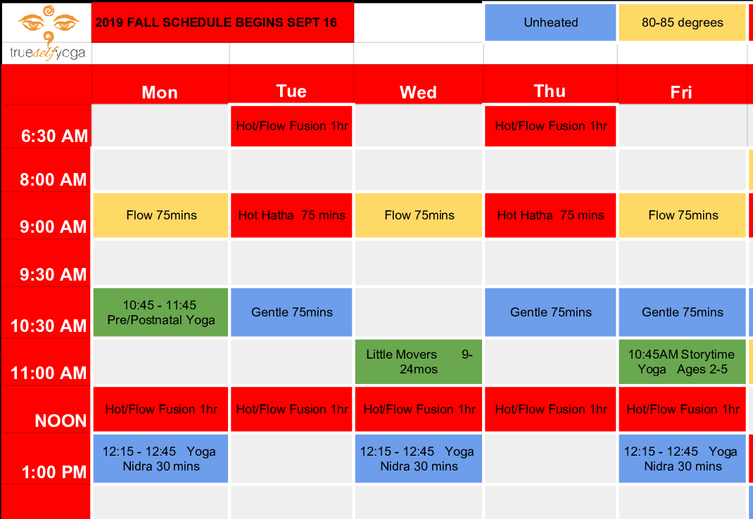 Schedule - True Self Yoga